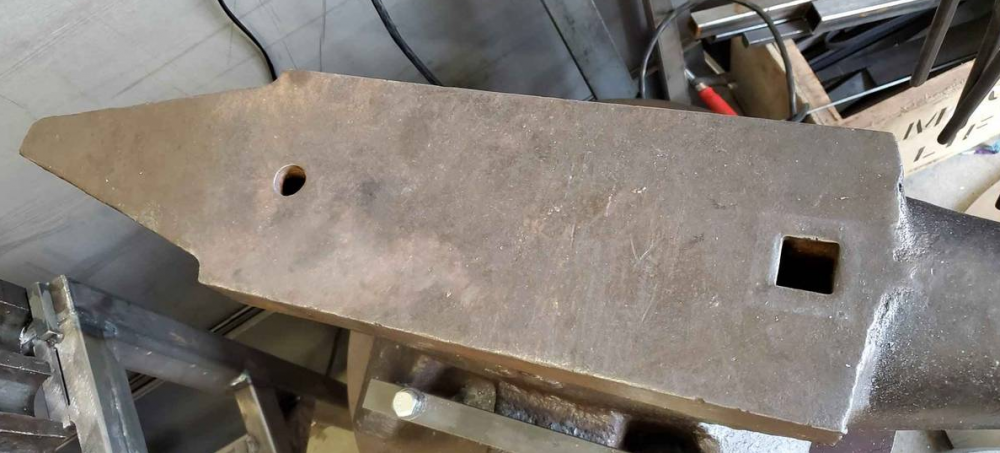 330-lb. cast steel double-horn anvil with upsetting block - Anvils ...