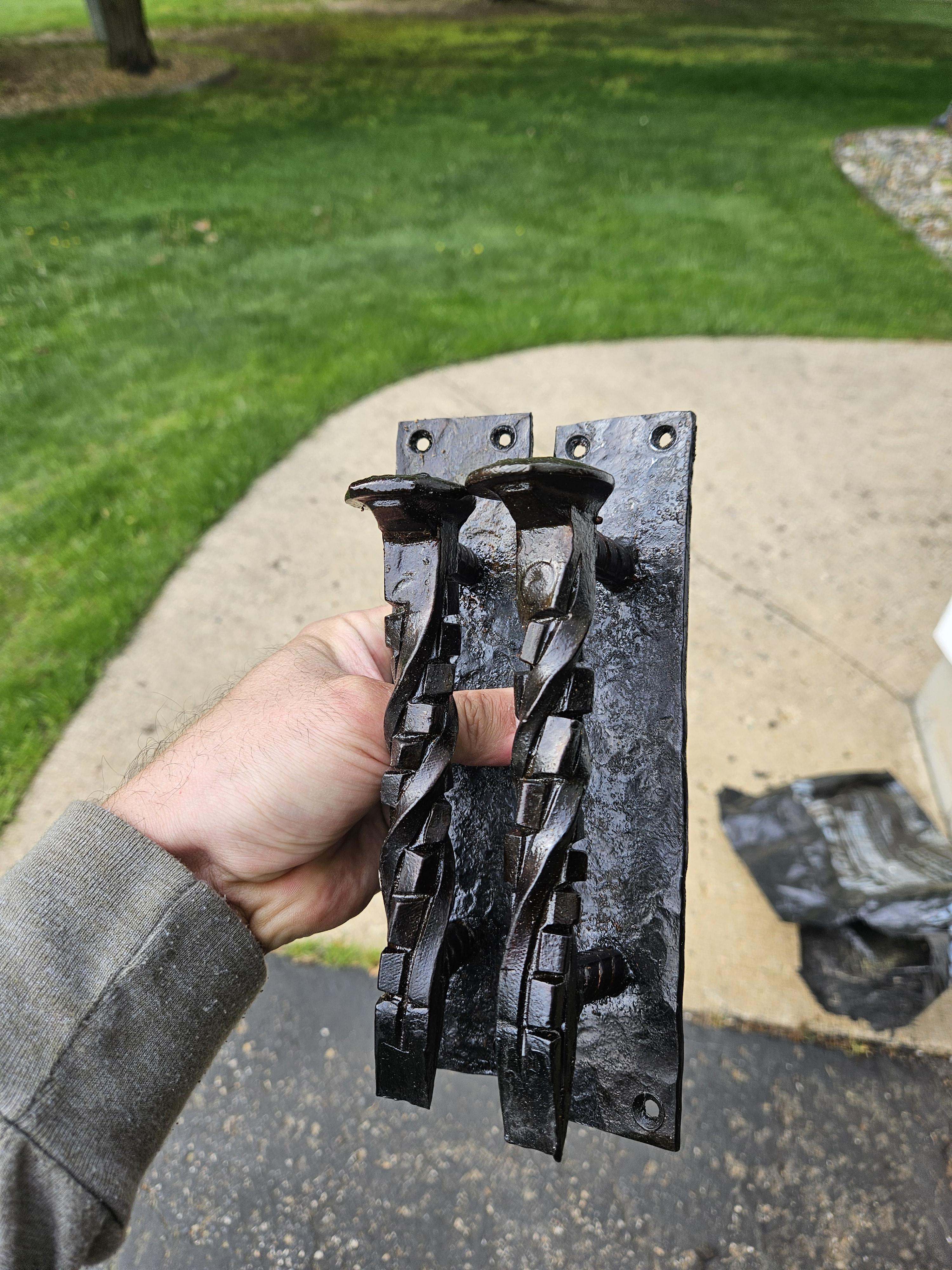 Railroad spike barn door handles - Member Projects - I Forge Iron